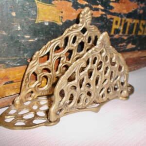 Antique Ornate Brass Letter, Bill or Napkin Holder and Desk Organiser ...