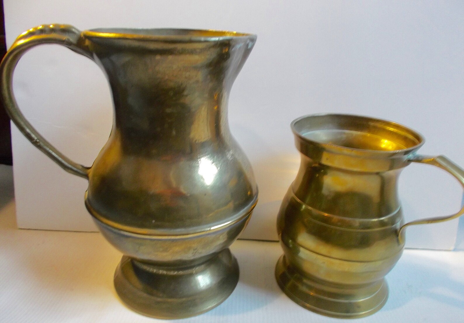 Antique Brass Pitcher and Tankard Set Georgian and Edwardian Style ...