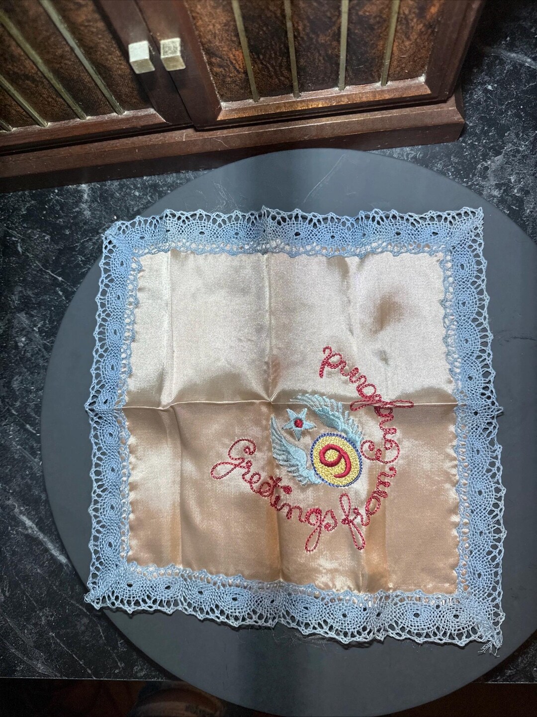 Vintage White Horse of Kent Souvenir Handkerchief Embroidered “england ...