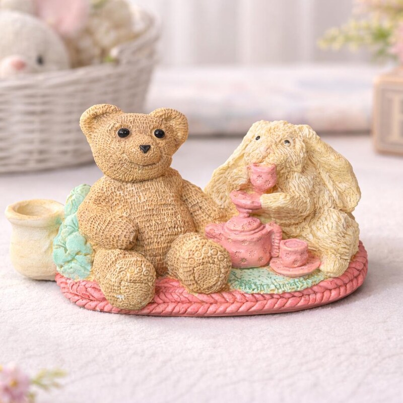 Bunny Tea Party Figurine - Etsy