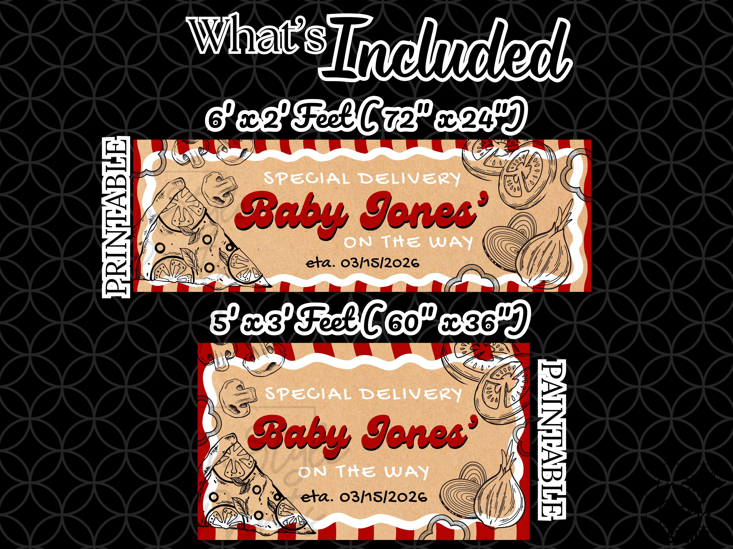 Special Delivery Pizza Baby Shower Banner Template | Pizza Theme Party ...