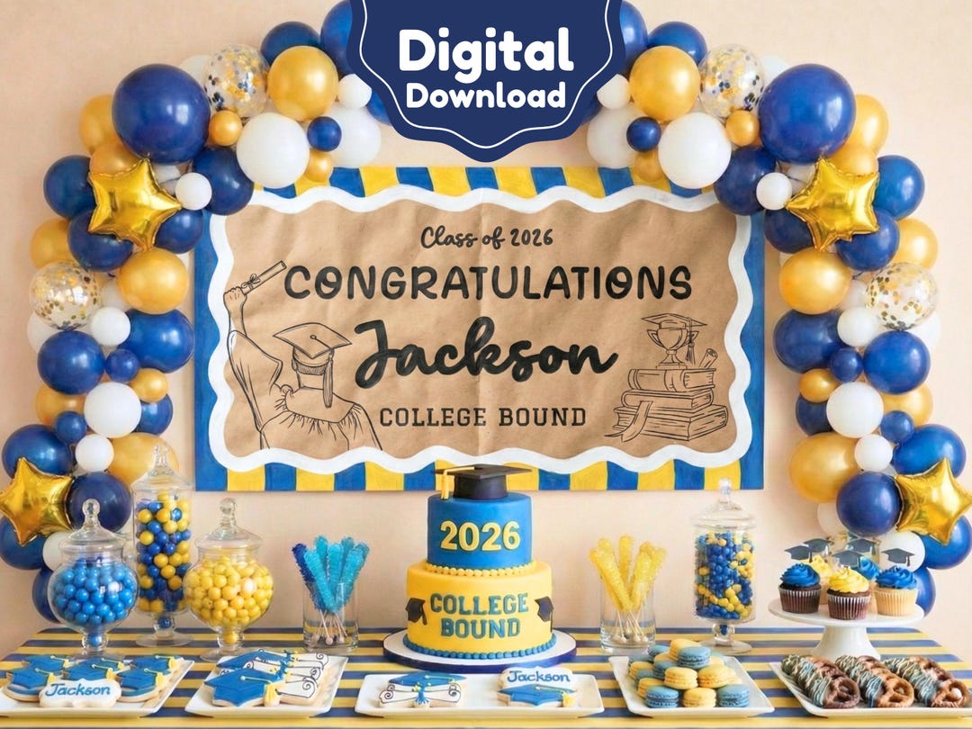 Class of 2026 Graduation Banner Template | Blue and Gold | College ...