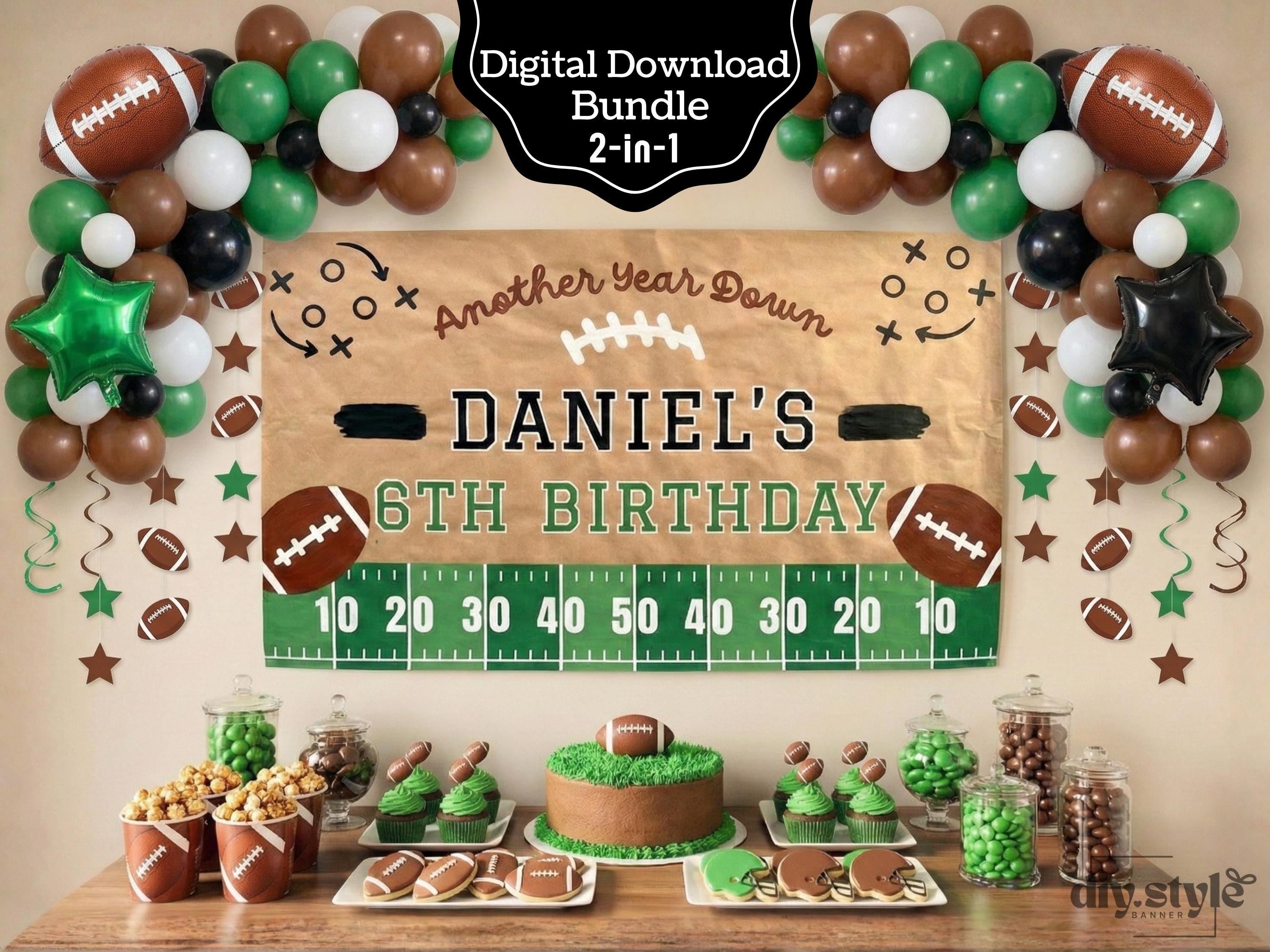 Editable Football Birthday Banner Template | Touchdown Party Backdrop ...