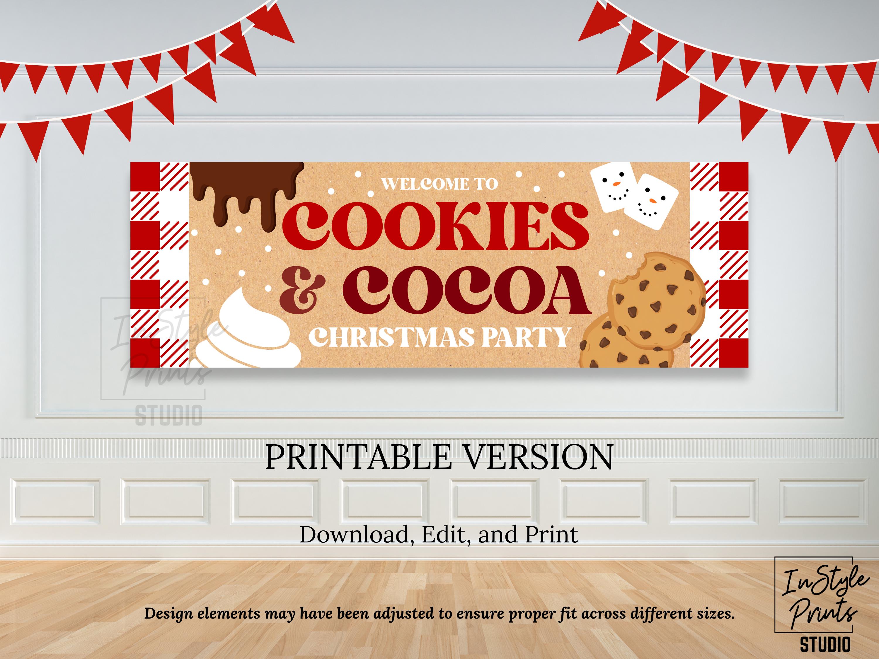 Cookies and Cocoa Banner Template | Hot Chocolate Bar Sign | DIY 5x2 ...