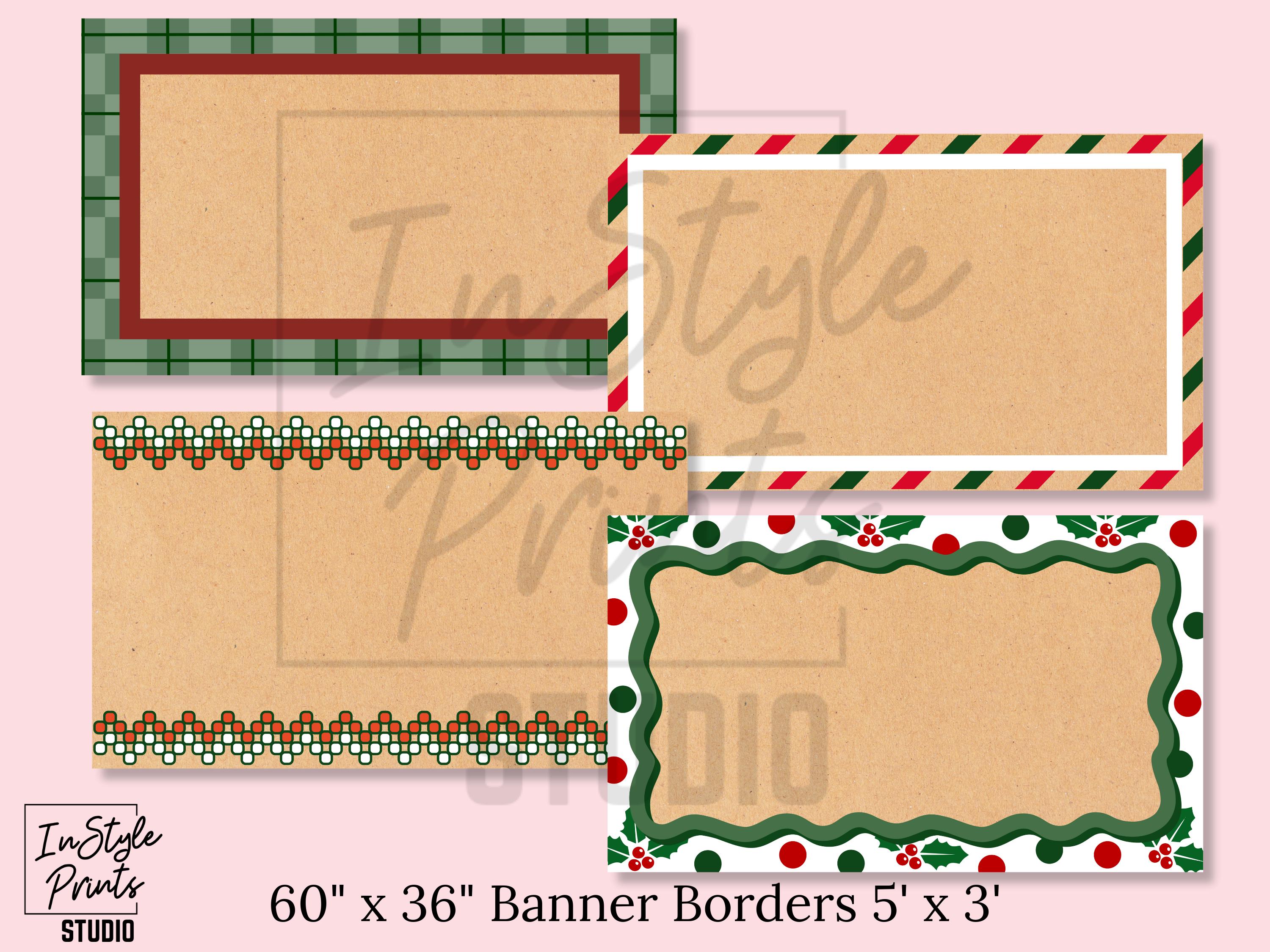 Christmas Banner Border Templates, 20 Editable Canva Designs, Hand ...