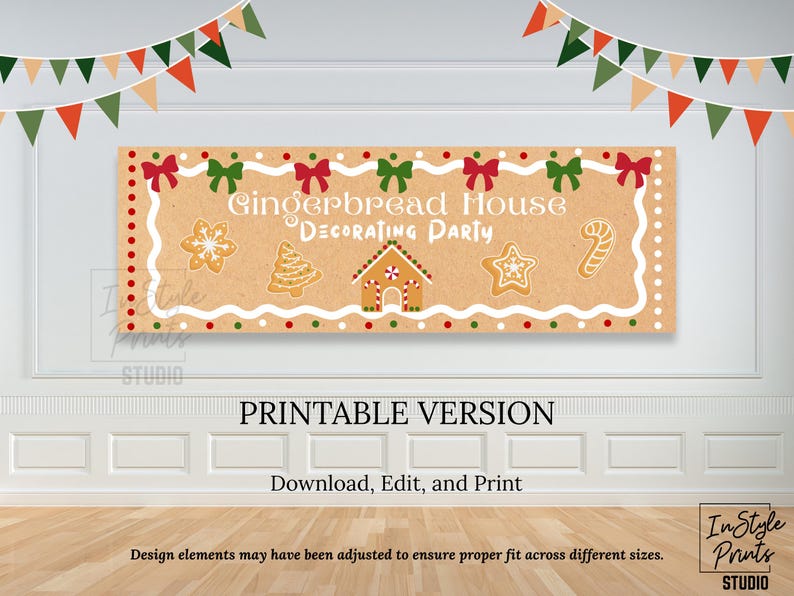 Gingerbread House Decorating Party Banner Template, Christmas Baking ...