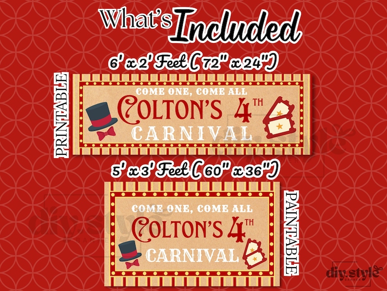 Carnival Birthday Banner Template | Vintage Circus Party | Editable ...