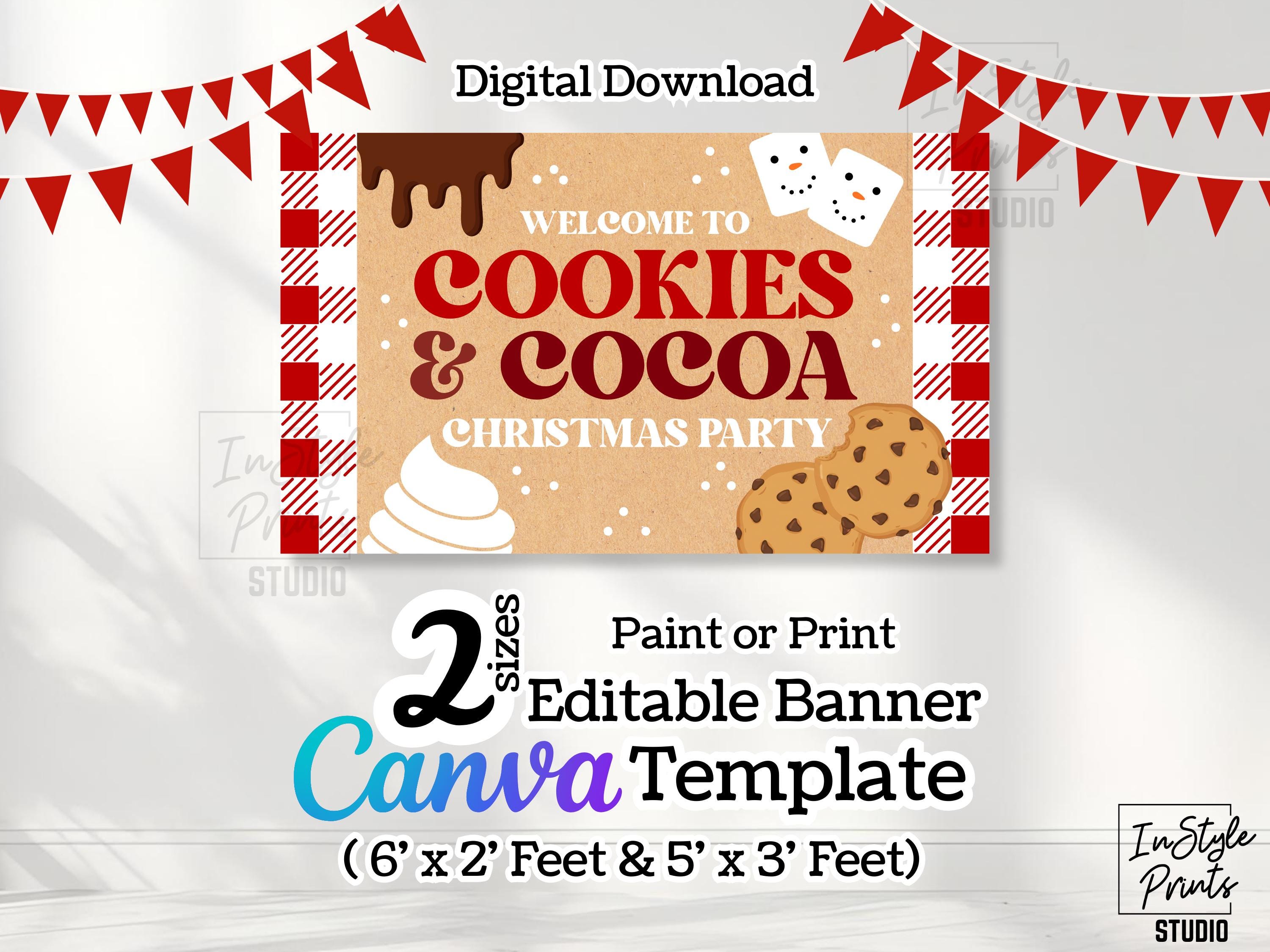 Cookies and Cocoa Banner Template | Hot Chocolate Bar Sign | DIY 5x2 ...