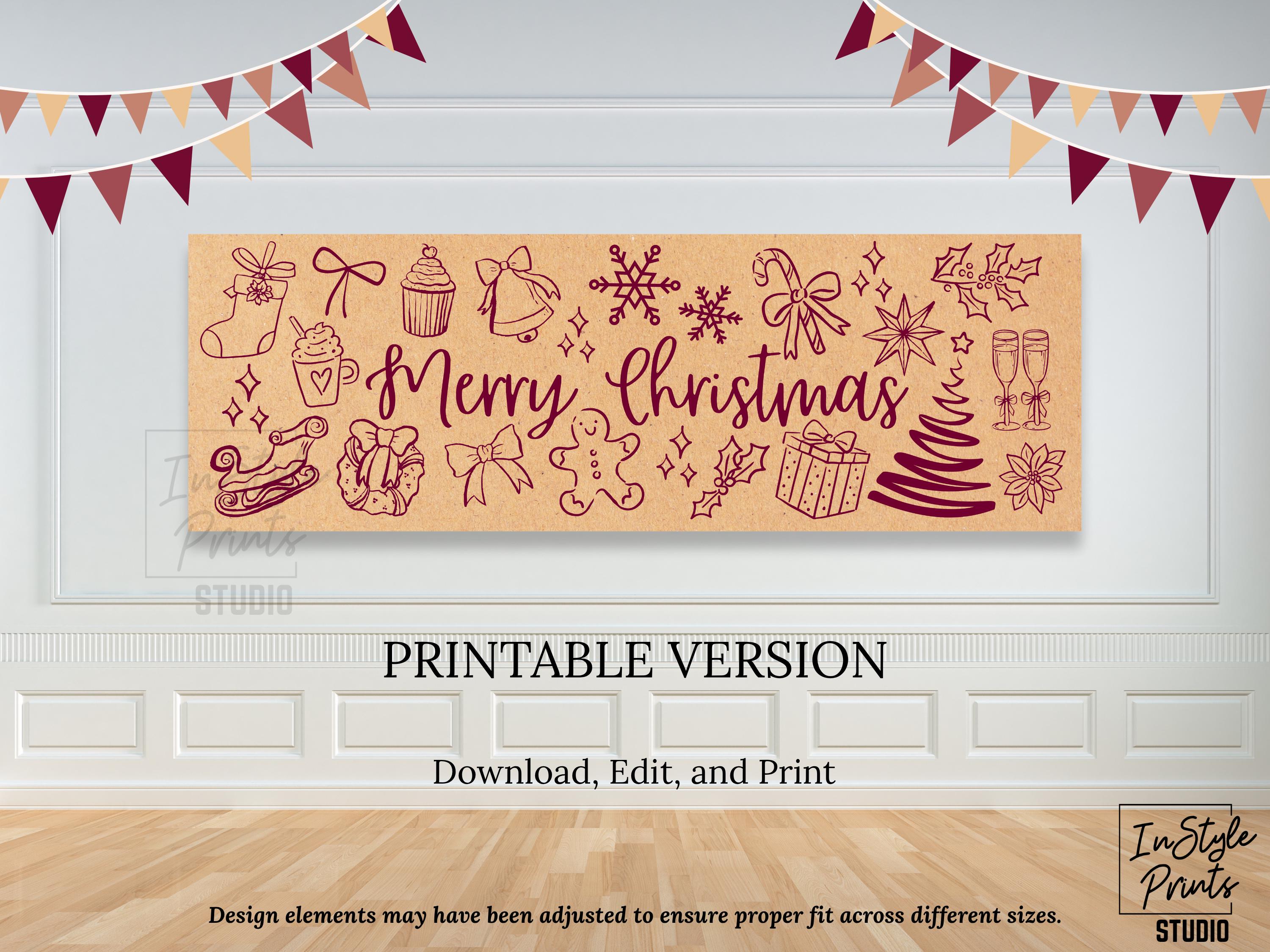 Christmas Party Doodle Banner Template, Hand Drawn Holiday Sign, Canva ...