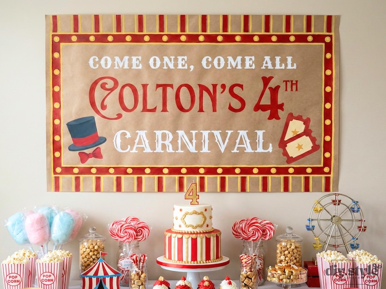Carnival Birthday Banner Template | Vintage Circus Party | Editable ...