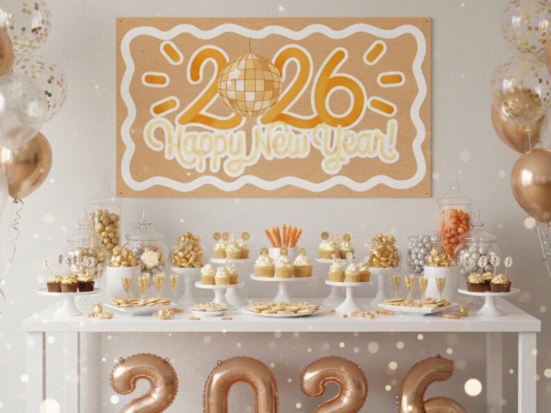 2026 New Year's Eve Disco Banner: Editable Canva Template (digital ...