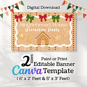 Gingerbread House Decorating Party Banner Template, Christmas Baking ...