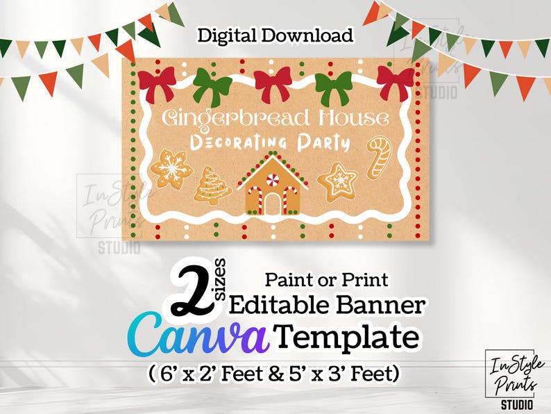 Gingerbread House Decorating Party Banner Template, Christmas Baking ...