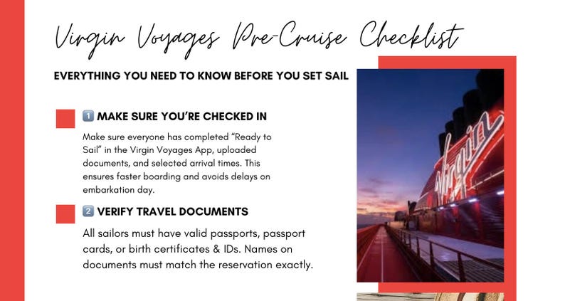 Virgin Voyages Pre-cruise Checklist — Printable Travel Guide | Cruise ...