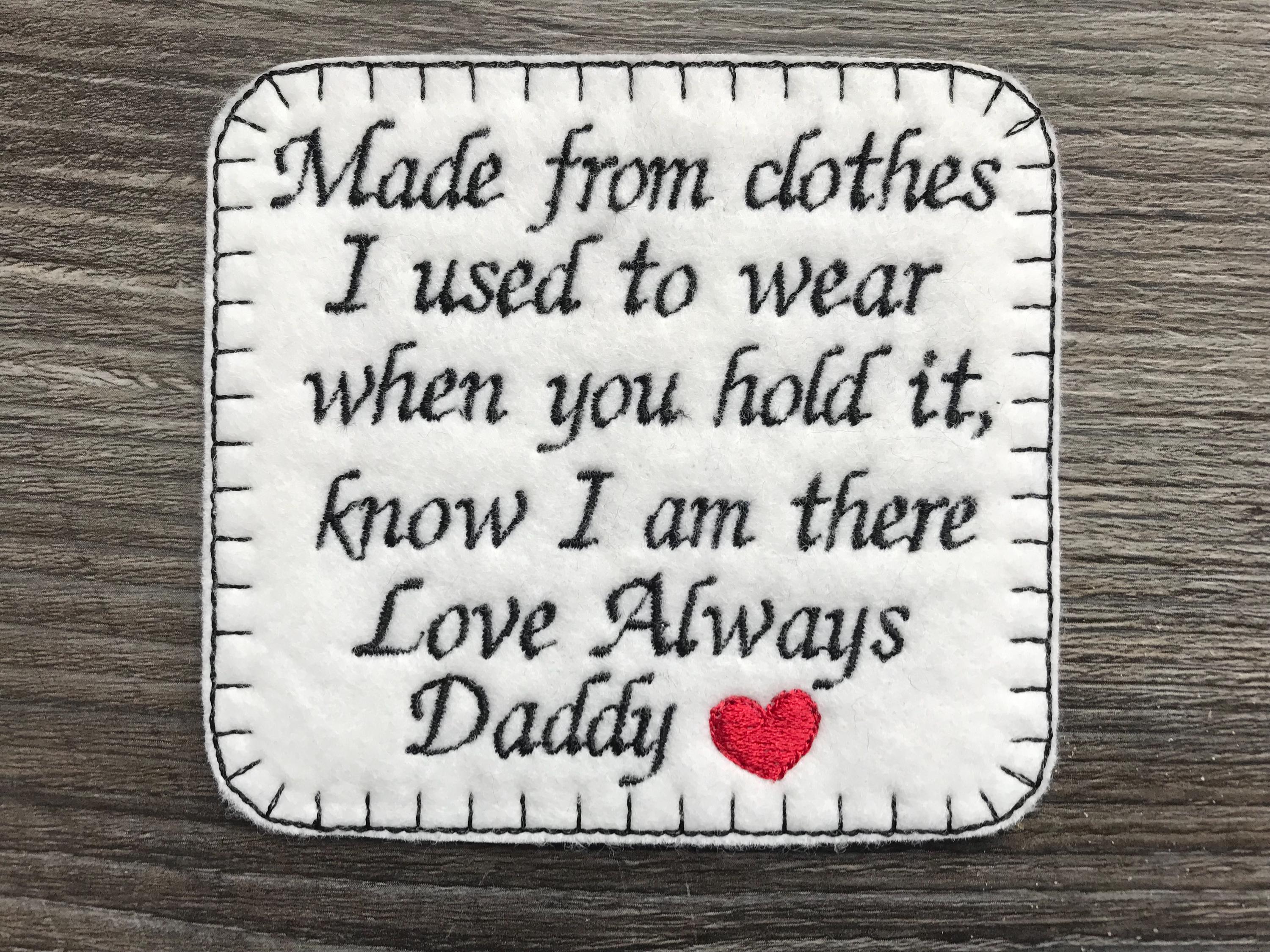 Personalised Memory Embroidery Bereavement Patch for a Memory Pillow ...