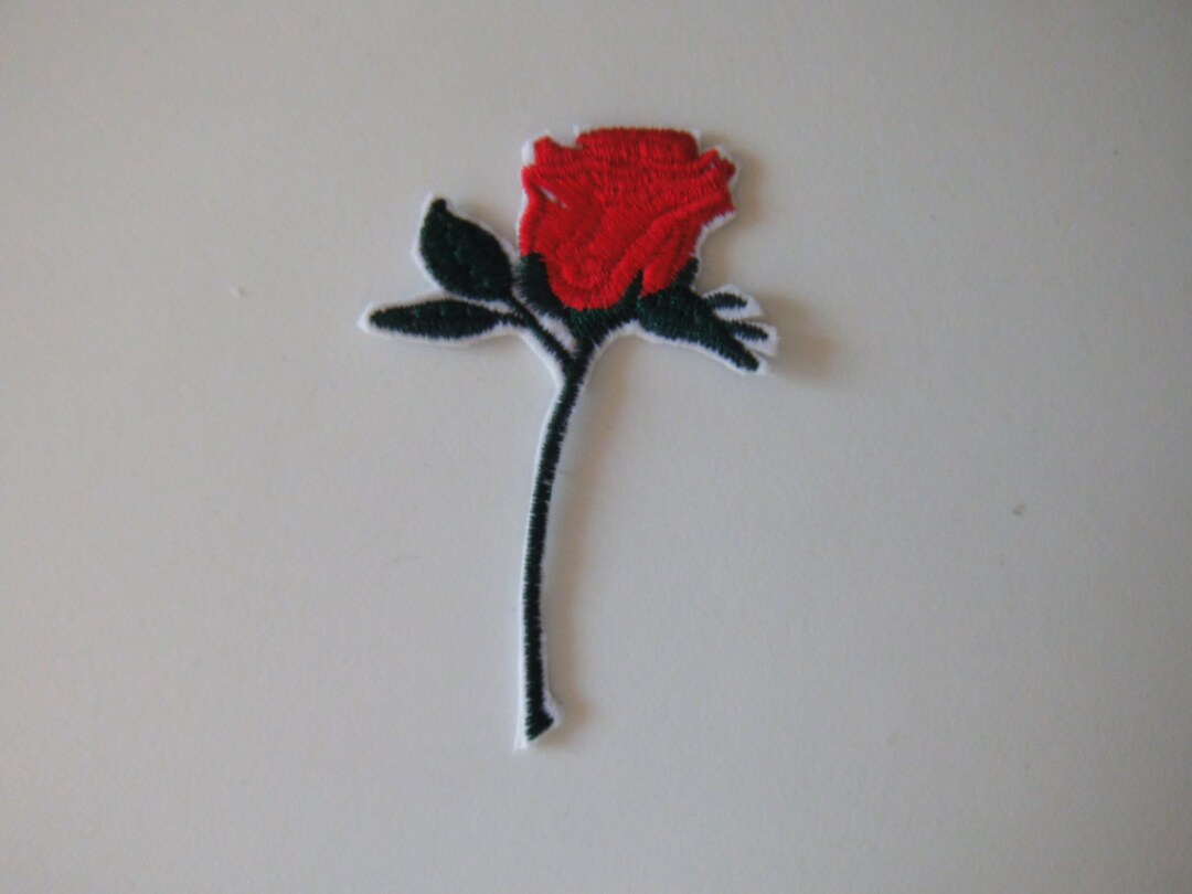 English Red Rose Flower Embroidery Patch Iron or Sew on Clothing ...