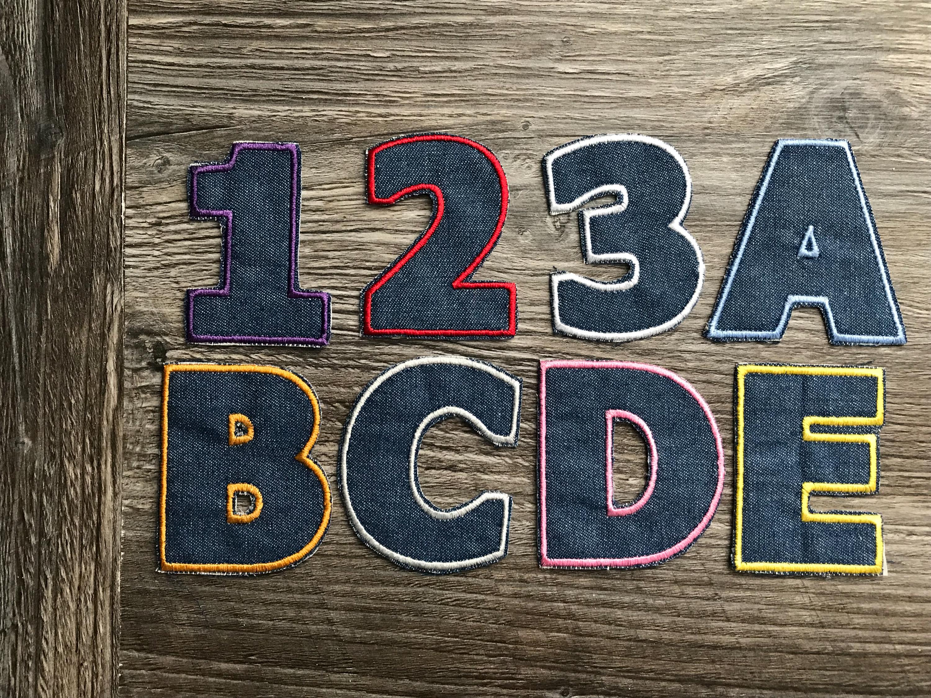Letters Numbers Denim Fabric Patches Alphabet Applique Embroidery Patch ...