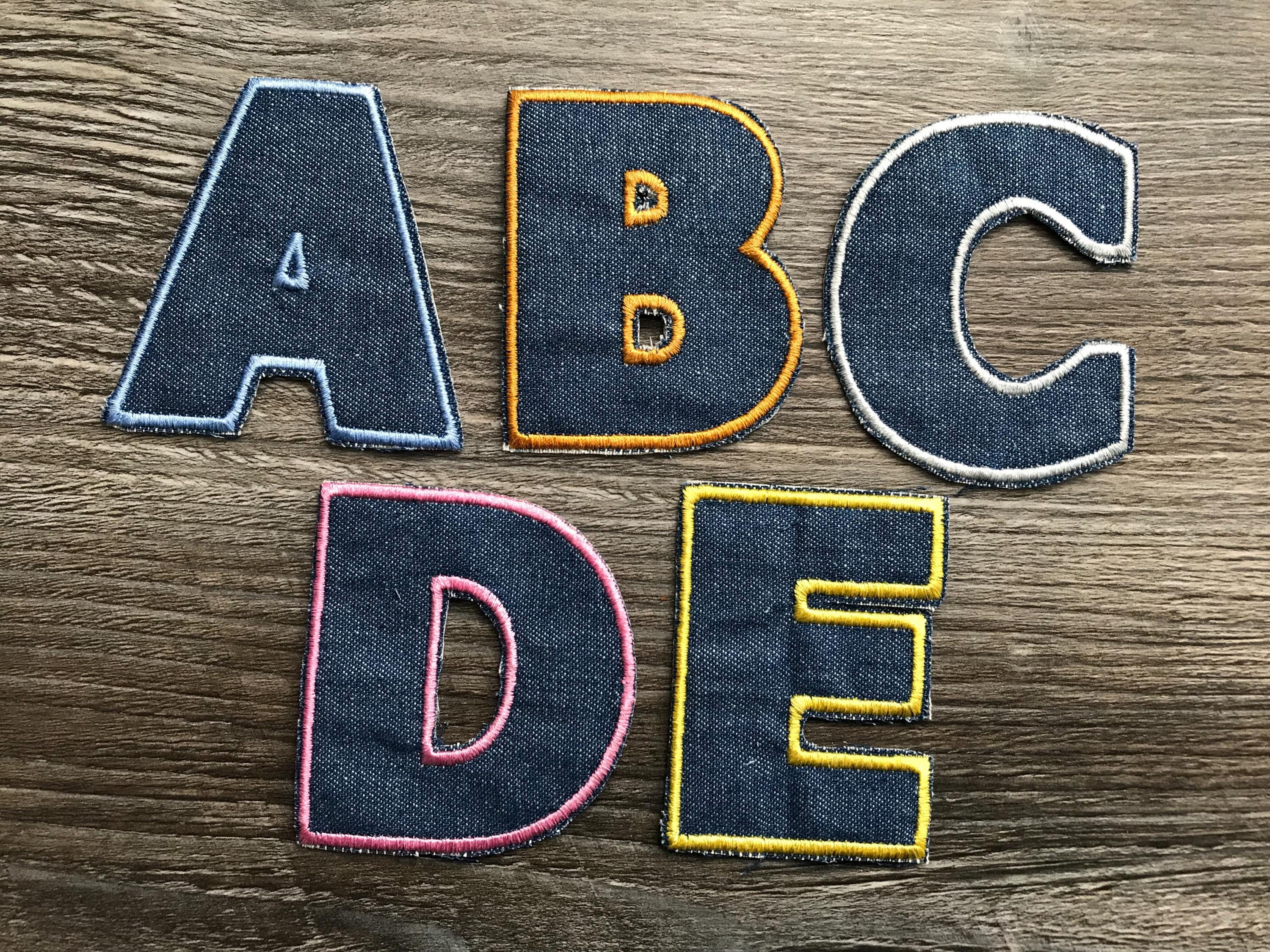 Letters Numbers Denim Fabric Patches Alphabet Applique Embroidery Patch ...