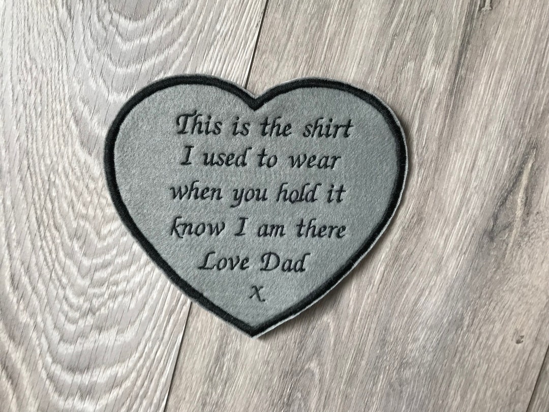 Personalised Heart Shaped Memory Embroidery Patch for a Memory Pillow ...