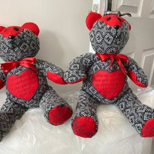 Memory Bear Handmade Personalised Keepsake Remembrance Bereavement Bear ...