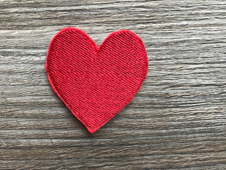 Red Love Heart Embroidery Patch Iron or Sew on Clothing | Etsy