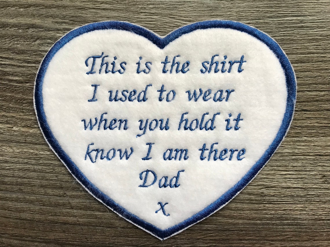 Personalised Heart Shaped Memory Embroidery Patch for a Memory Pillow ...