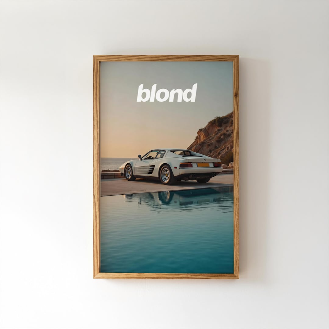 Blond Album White Ferrari Testarossa Ocean View Art Print (digital ...