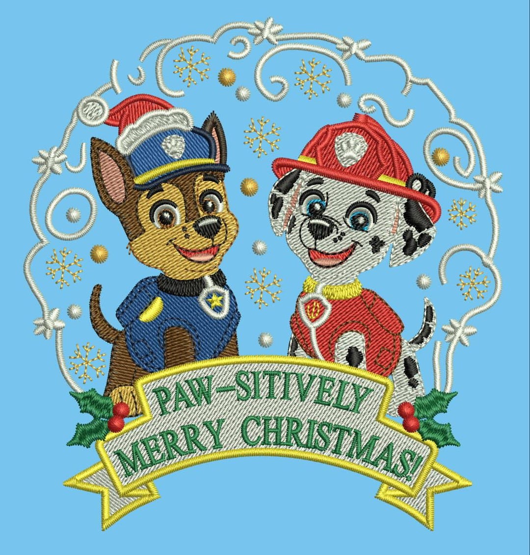 Paw Patrol Christmas Embroidery Design - Etsy