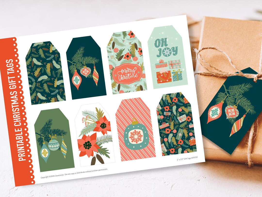 Christmas Gift Tags Printable, Digital Download, Print at Home Gift Tag ...
