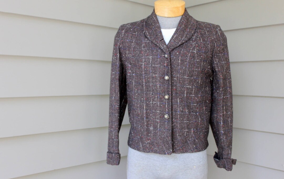 Vintage 1950's Women's Cropped Jacket. Brown Tweed With Atomic Fleck ...