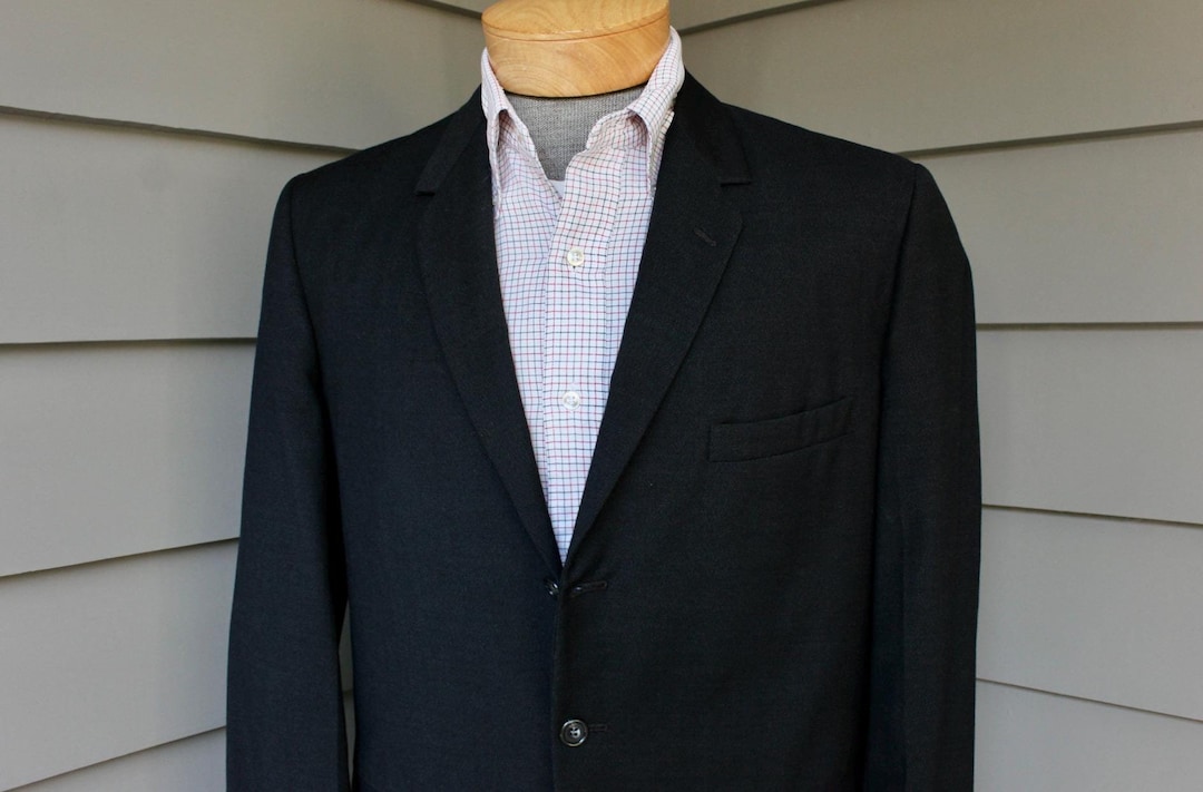 Vintage 1960's -curlee Clothes- Men's Suit Coat. Black Interwoven With ...