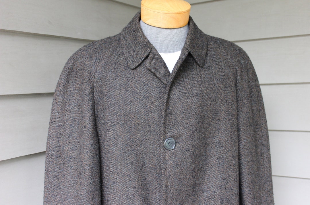 Vintage 1960's -worsted-tex- Men's Overcoat. Nubby Olive, Black, & Blue ...