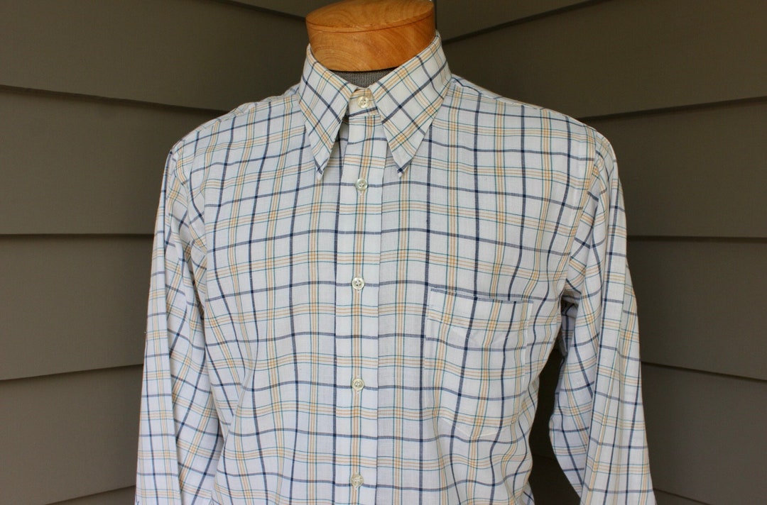 Vintage 1970's -sero- Men's Big Collar, Long Sleeve Casual Shirt. 'the ...