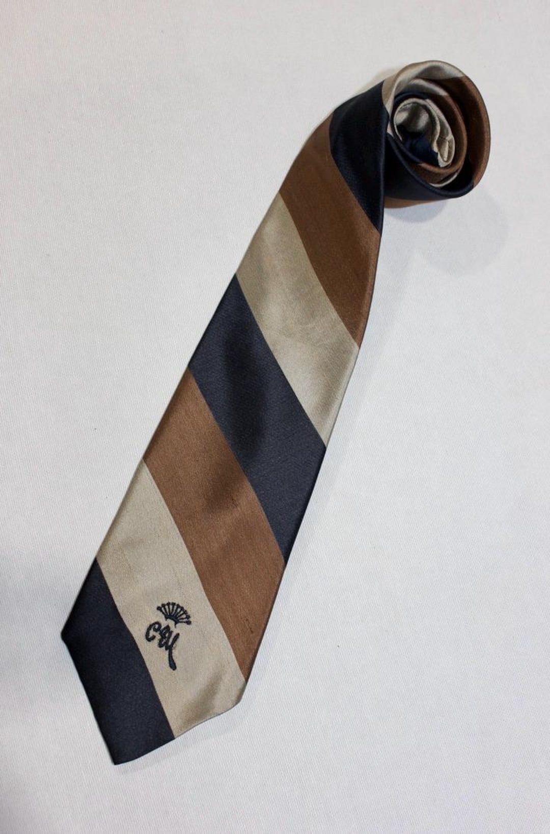 Vintage 1980's -countess Mara- Men's Neck Tie. Diagonal Block Stripe ...