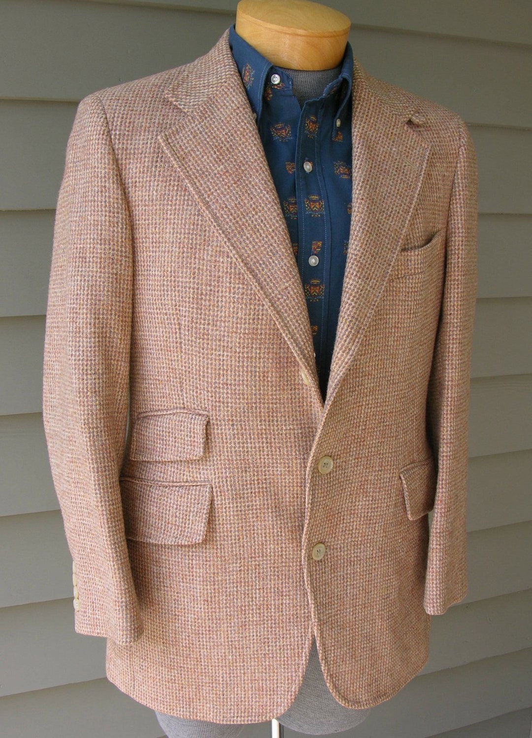 Vintage 1970's -nik Nik- Men's Tweed 3/2 Roll Sport Coat. Peachy Orange ...