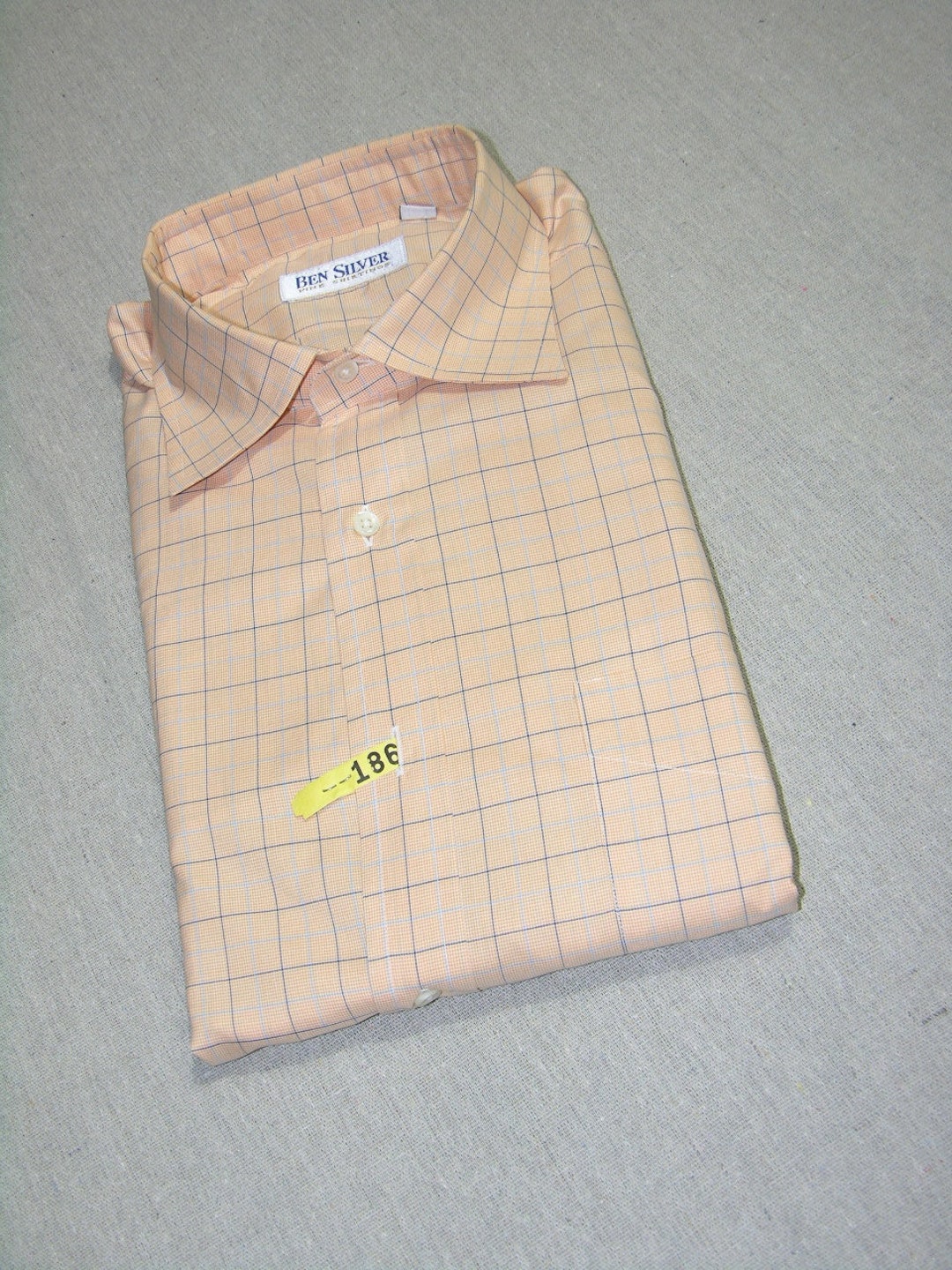 Vintage -ben Silver- Men's Long Sleeve Dress Shirt. Salmon Micro Check ...
