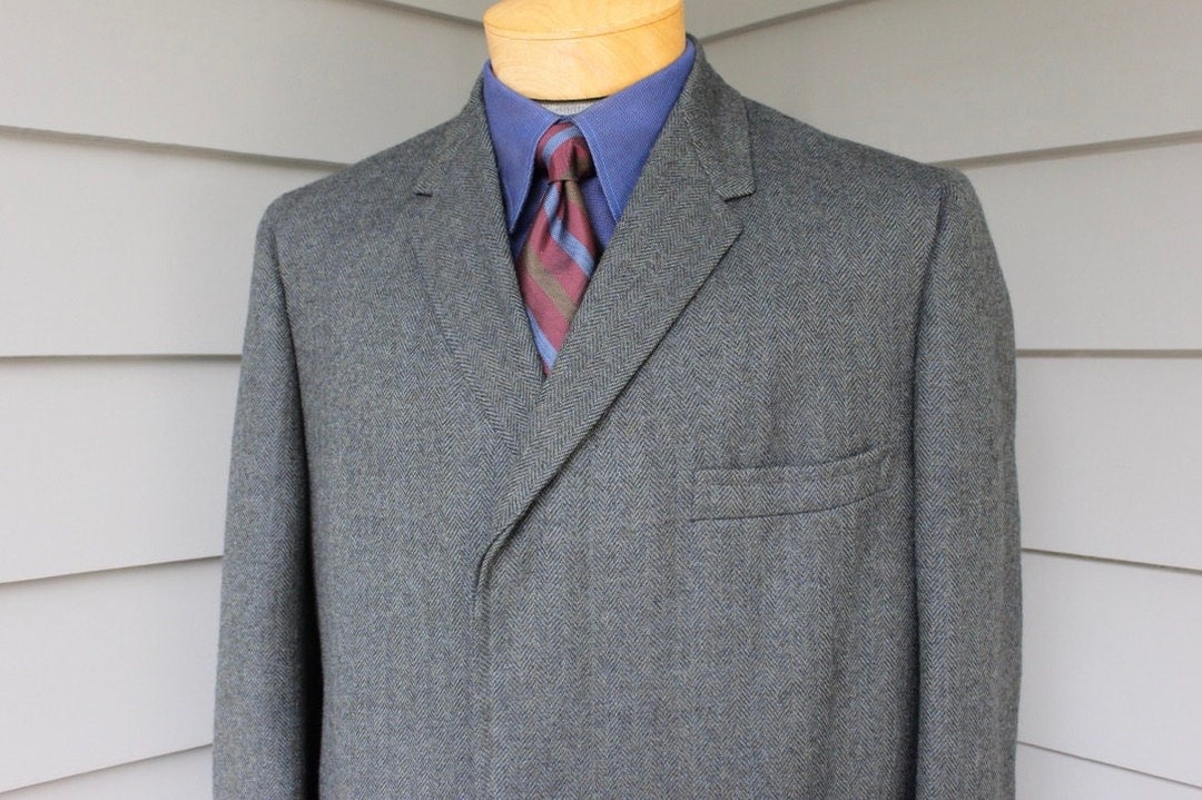 Vintage 1960's -vanfield- Men's Tweed Overcoat. Black, Blue, & Green ...
