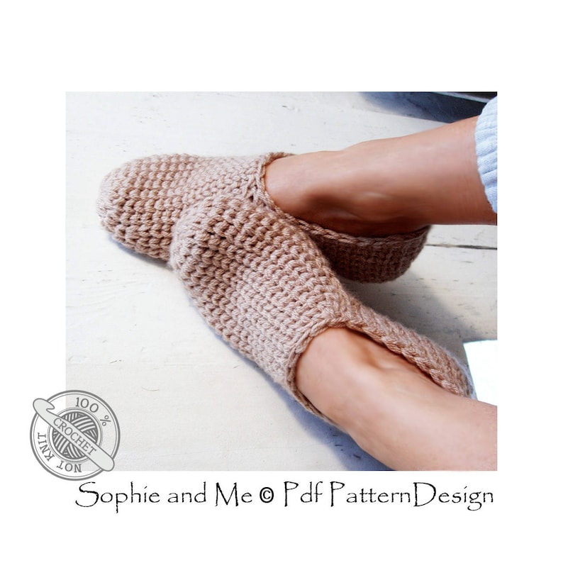 Crochet-knit Casual Slippers - Crochet Pattern US English- Instant ...
