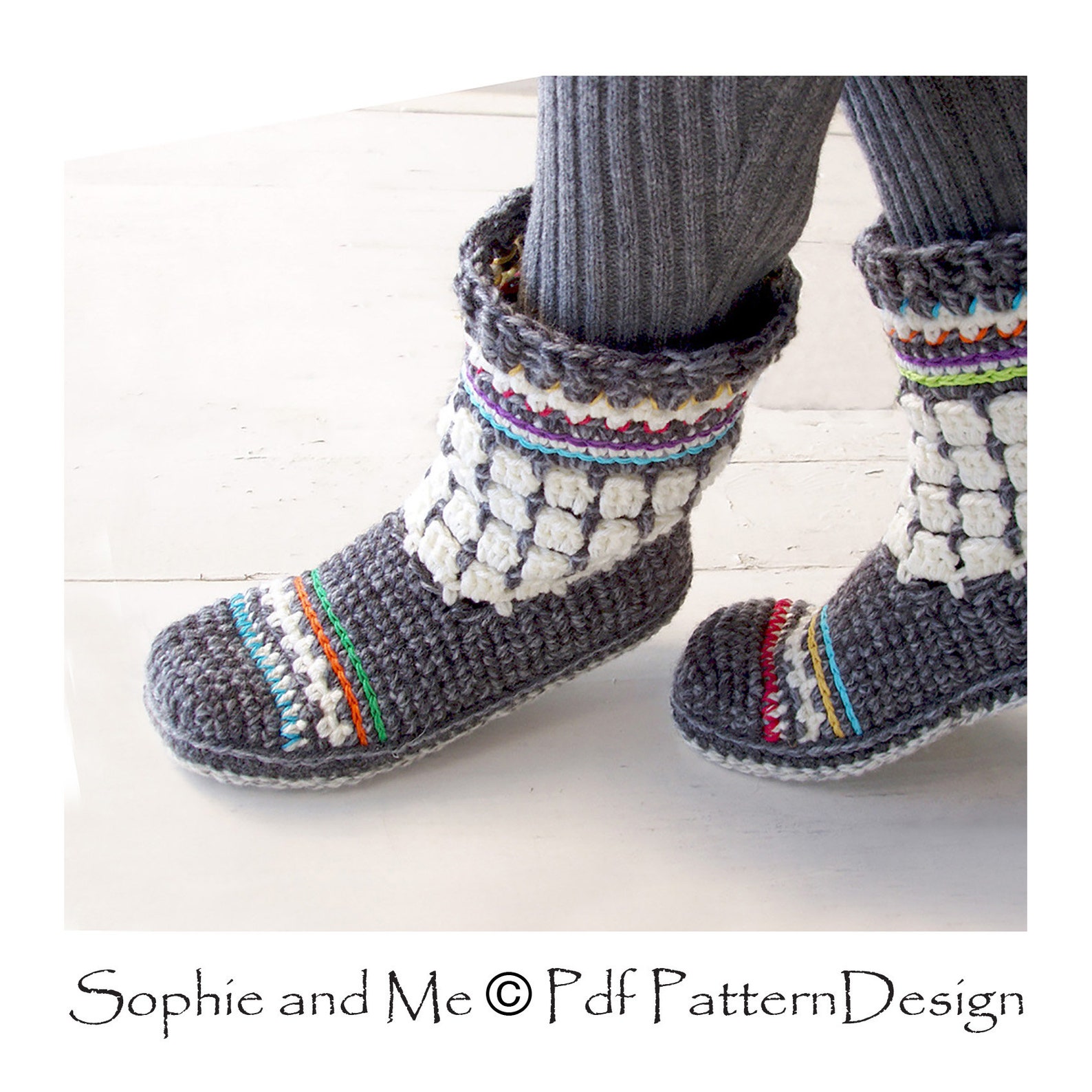 Fair Isle Oslo Boots for Adults - Crochet Slipper PDF Pattern - Instant ...