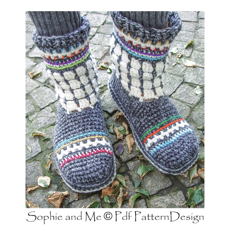 E-BOOK Fair Isle Slipper-boots for Adults Including CROCHET - Etsy