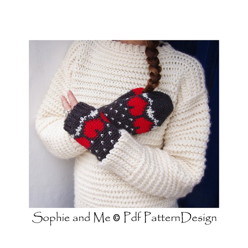 Snow Heart Mittens and Fingerless Gloves Crochet Pattern - Etsy