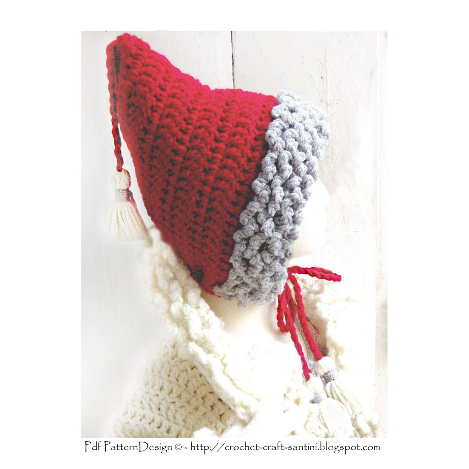 Red Pixie Winter Hat With fur and Tassels - Etsy