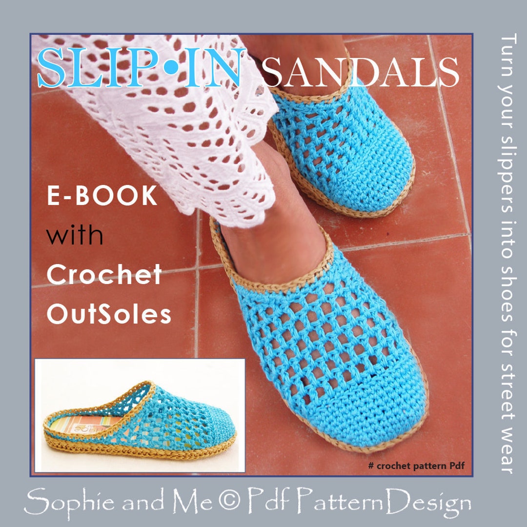 E-BOOK for Slip-in Slipper Sandals + Crochet-soles - Instant Download ...