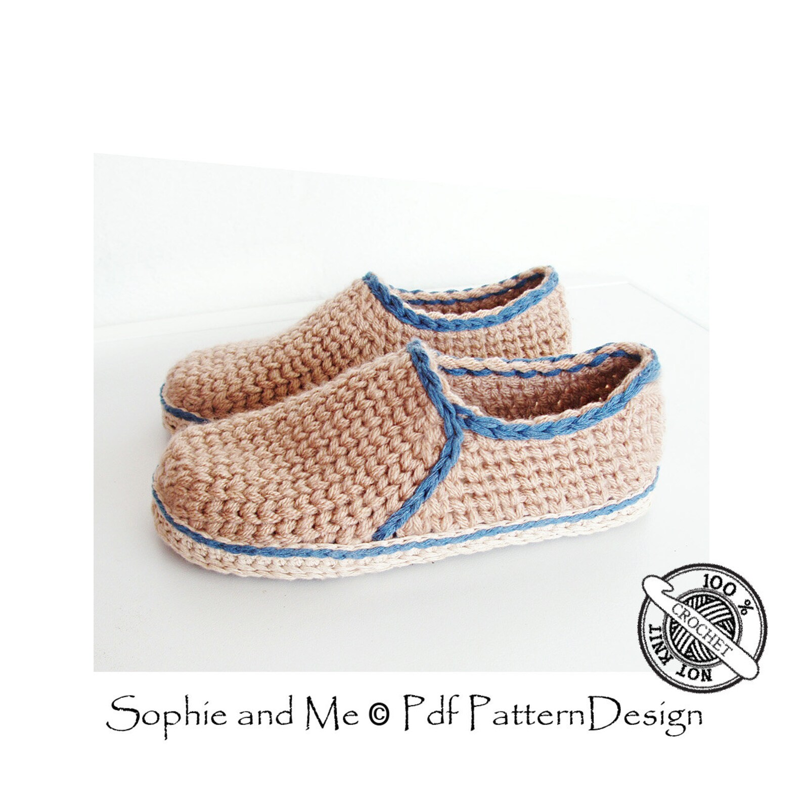 Crochet-knit Casual Slippers - Crochet Pattern US English- Instant ...