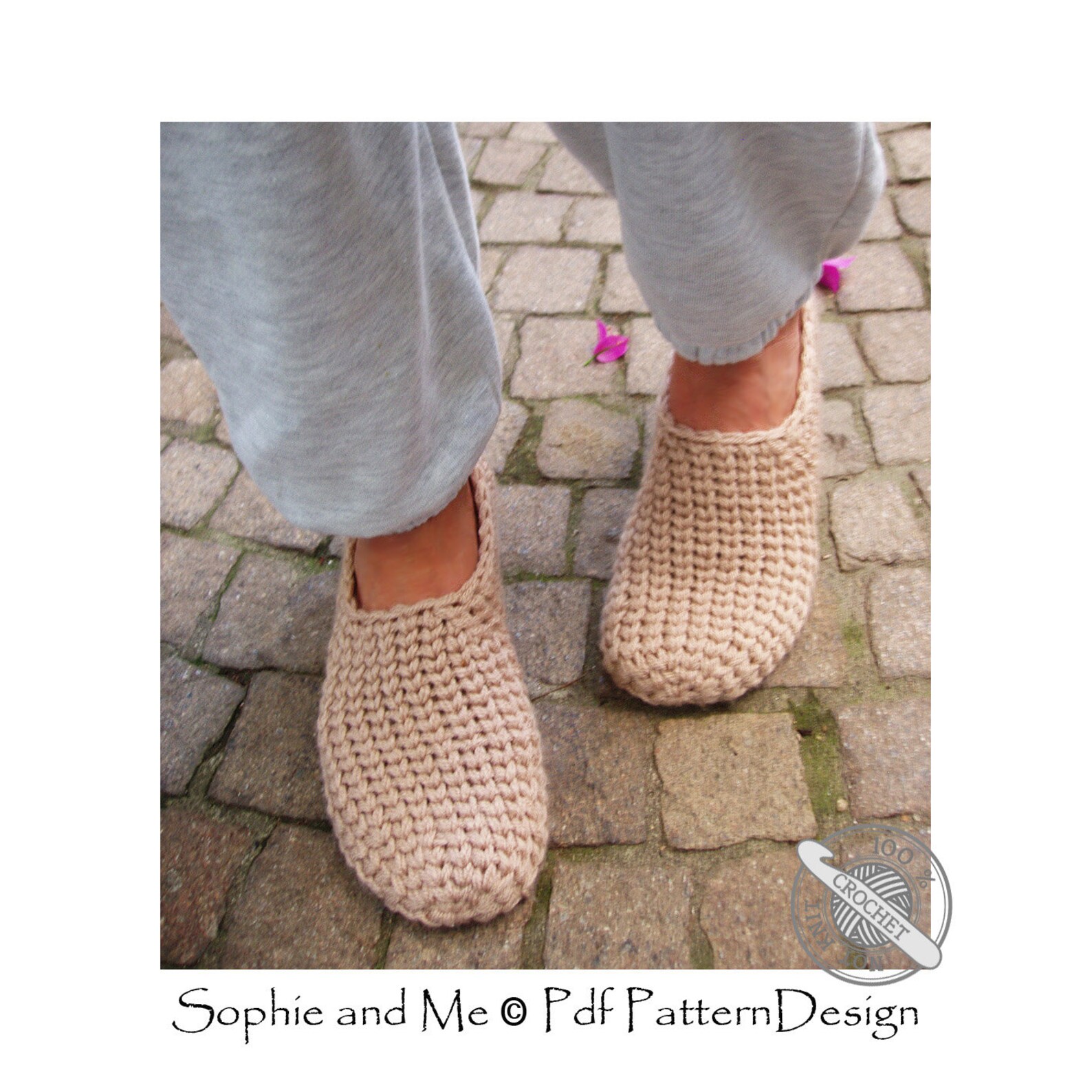 Crochet-knit Casual Slippers - Crochet Pattern US English- Instant ...