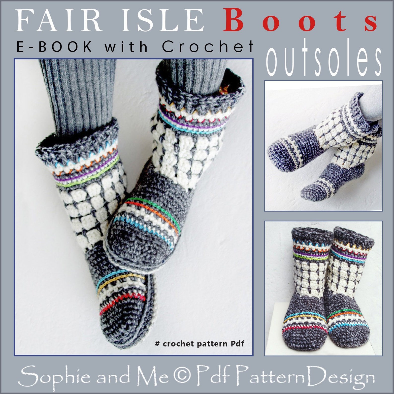 E-BOOK Fair Isle Slipper-boots for Adults Including CROCHET - Etsy