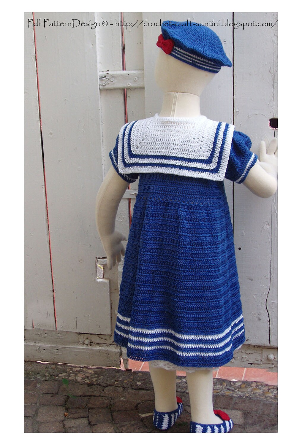 SAILOR COLLAR Crochet Pattern With Red Bow for Nautical Dress - Instant Download - Etsy