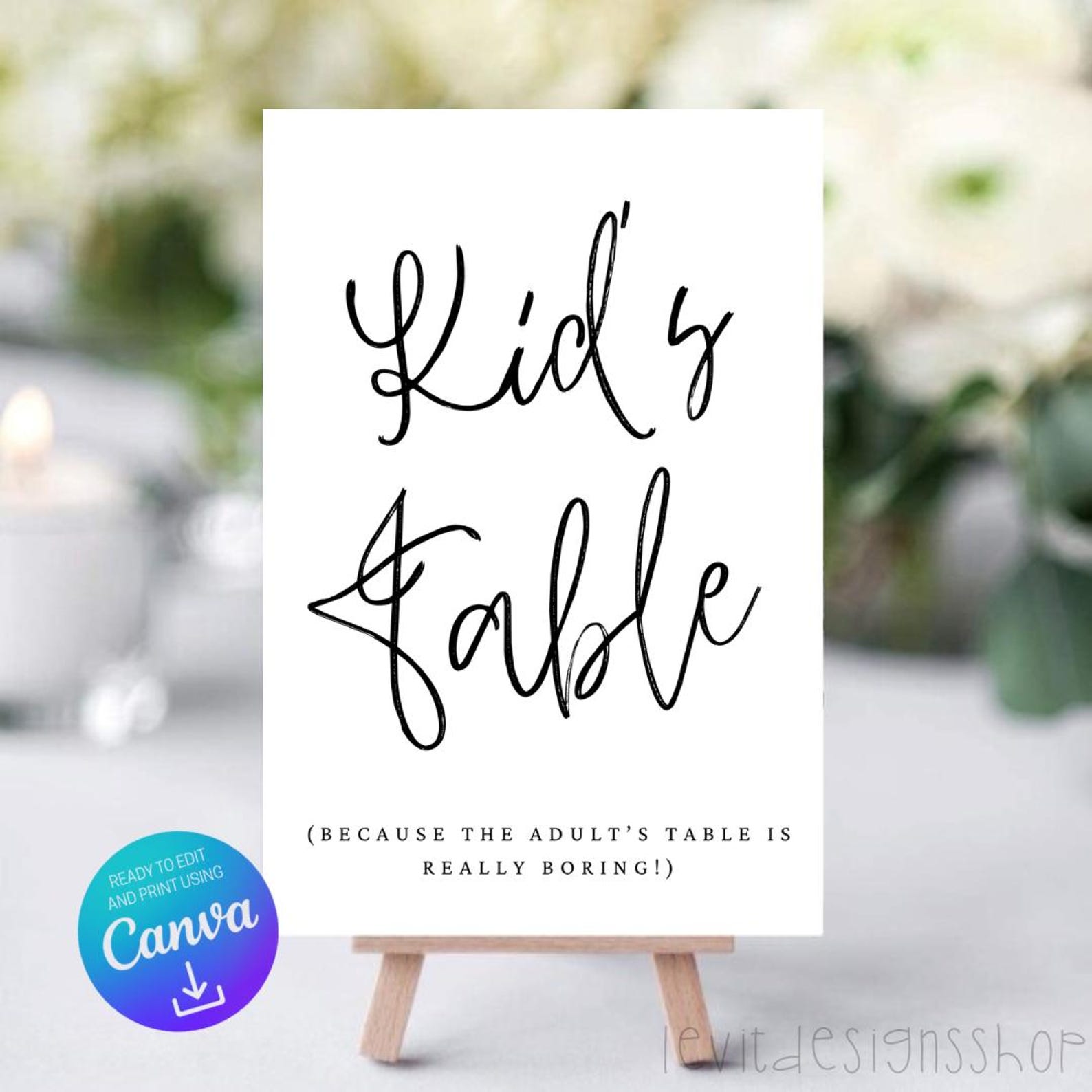 Editable Kid's Table Sign Template: Party Decor (instant Download) - Etsy