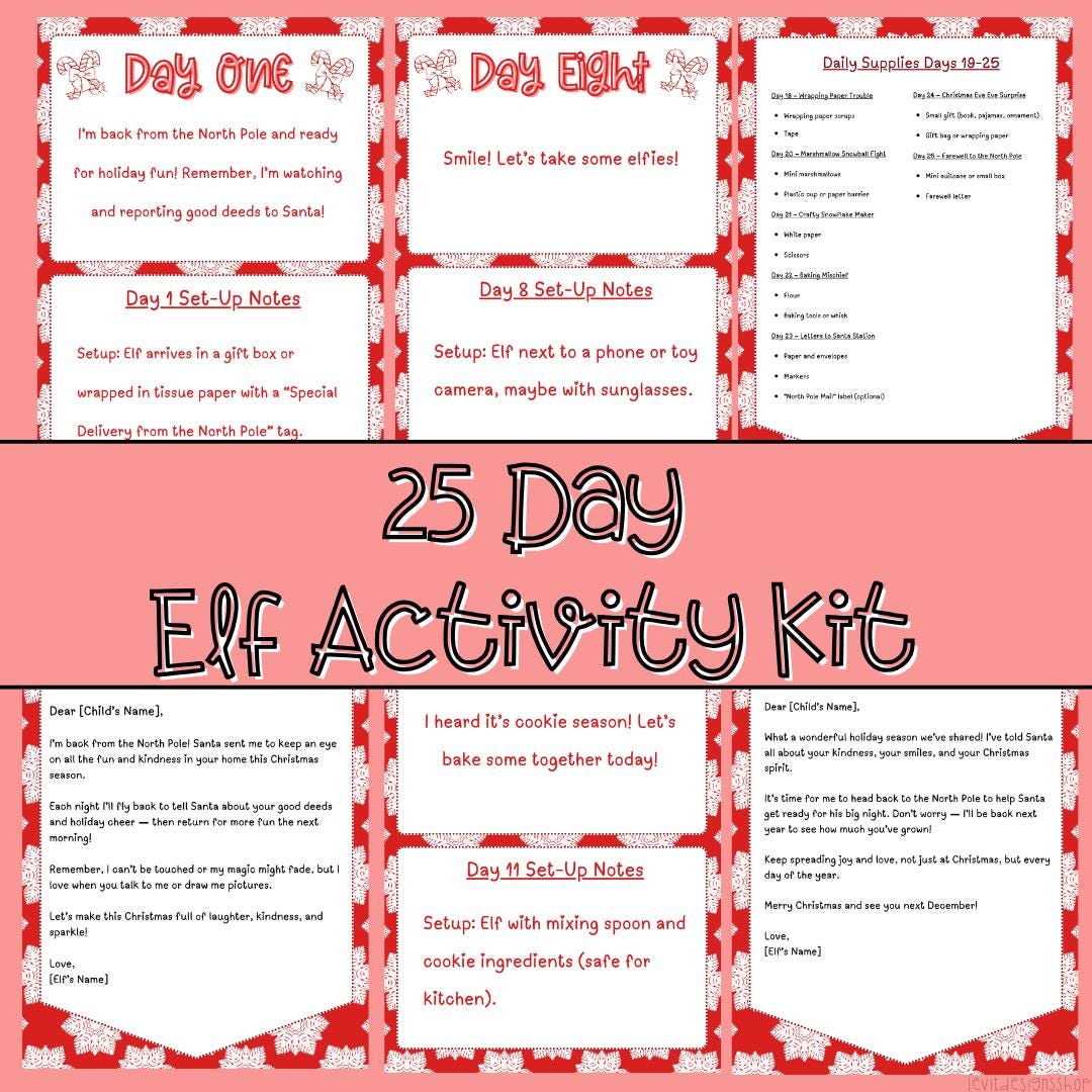 25 Days of Elf Activities Kit: Editable Christmas Elf Template (instant ...