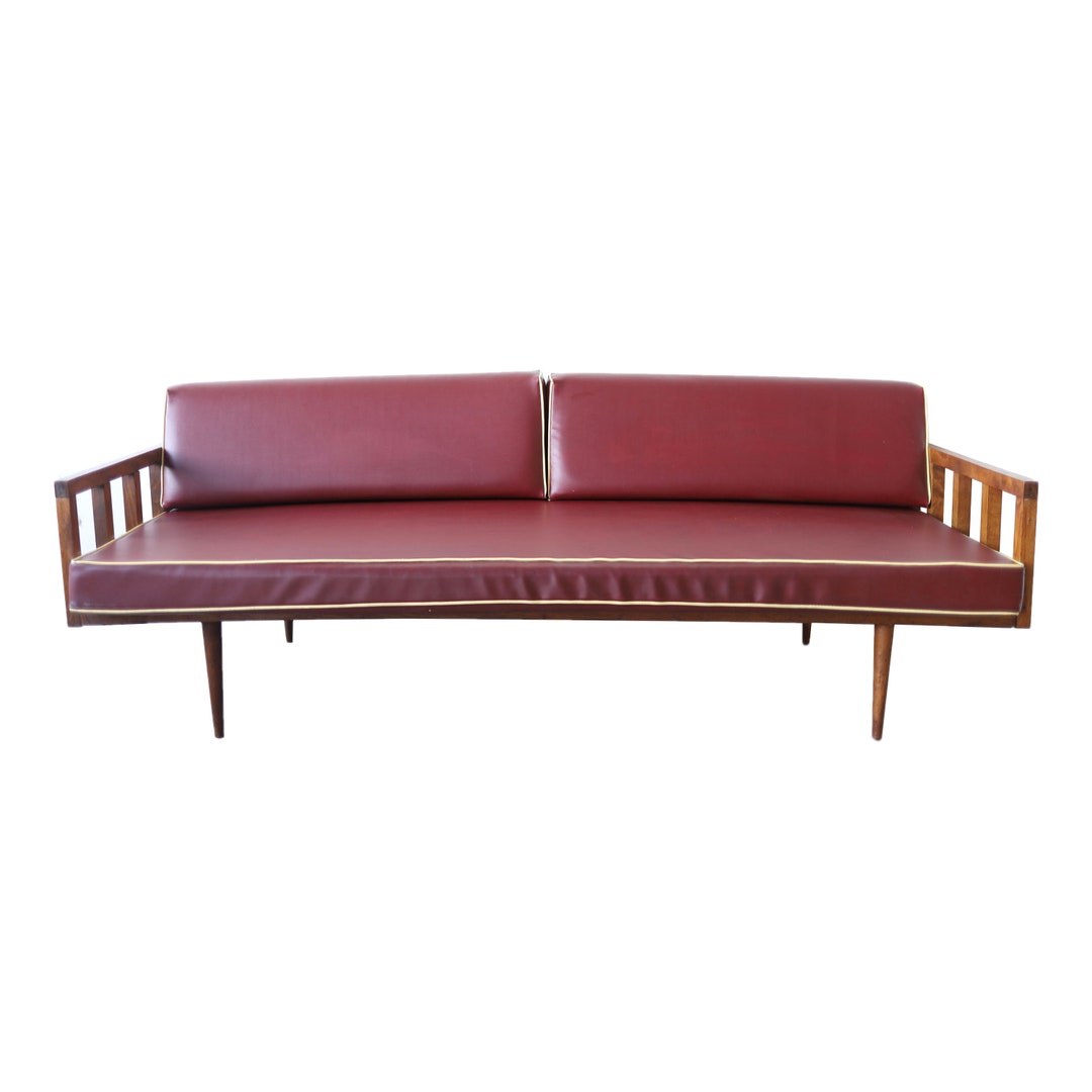 Vintage Mid Century Modern Maroon Daybed Sofa - Etsy